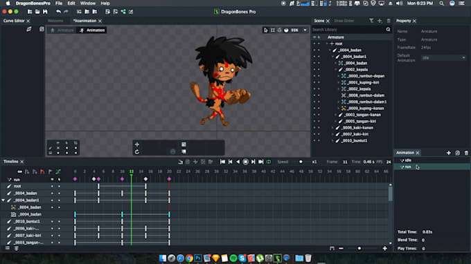 Design sprite sheet 2d game animation character with dragonbones by Sunsunmon