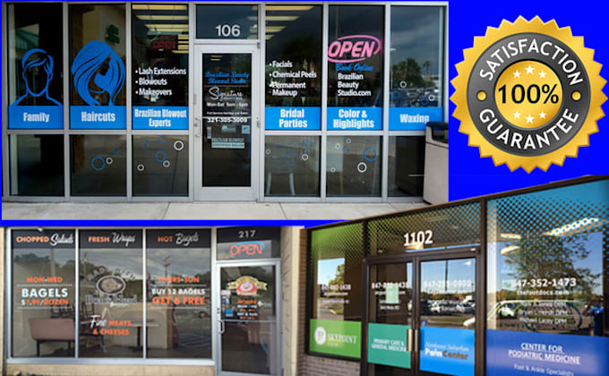 Design creative shop front or storefront window graphics by Tusidas
