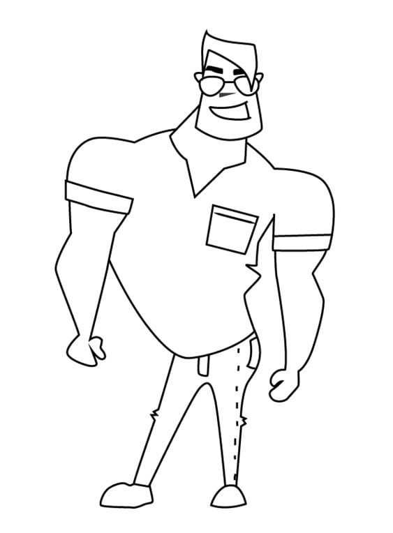 Draw black and white funny cartoon line art by Stharana