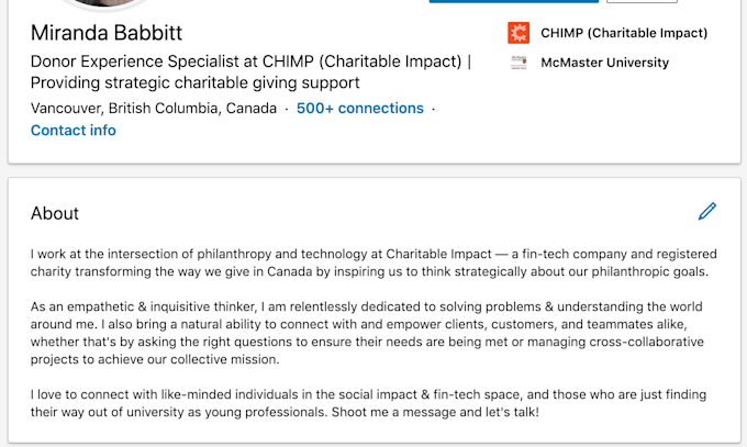 Write your linkedin bio by Mirandababbitt