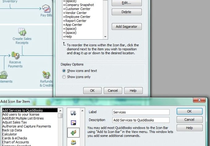 Customize your quickbooks icon bar by Pfsllc