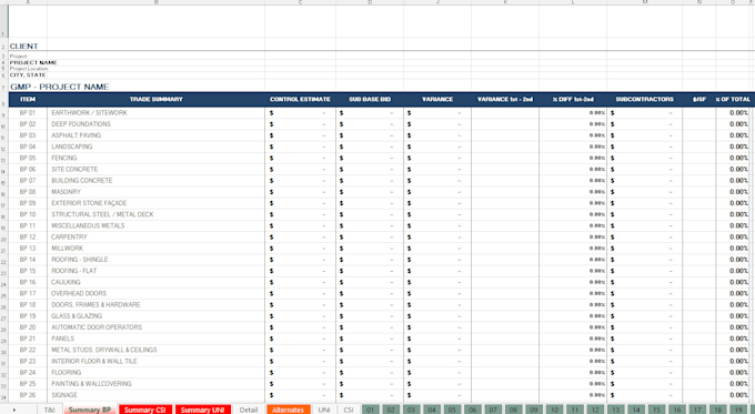 Construction Estimate Bid Evaluation Forms Free Bid Proposal Templates