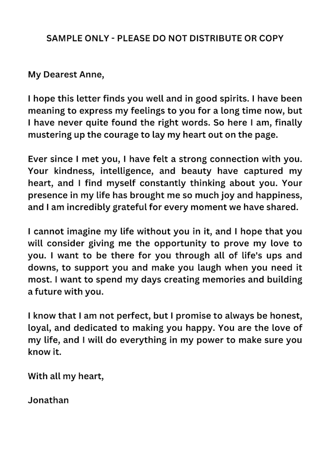 My Feelings For You Letter