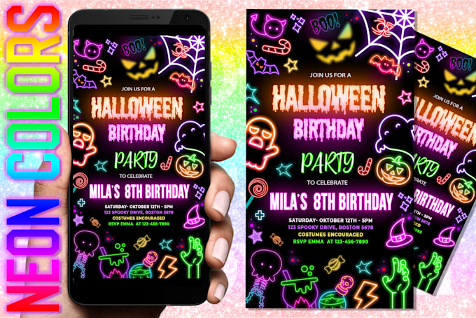 Neon Birthday Invitation Template Glow Party Invitation Templates To