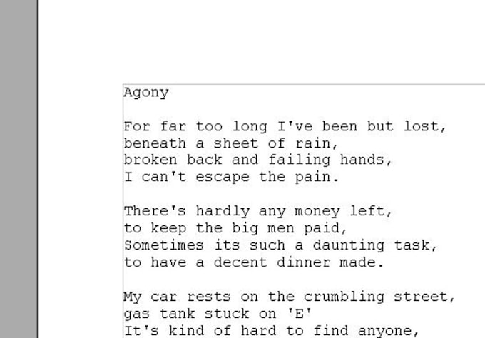 Write a poem on any topic, rhyming or non rhyming by Stevethewriter