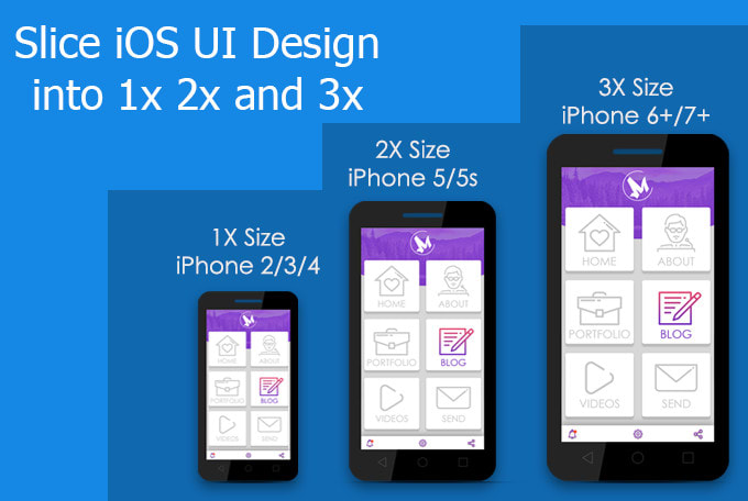 Slice ios ui design into 1x 2x and 3x by Creativebanners