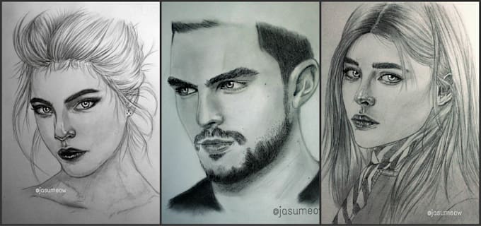 Draw a perfect realistic pencil portrait for you by Jasumeow