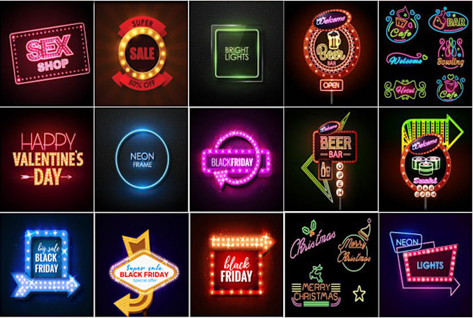 Design neon signs logo and texts by Xoxoconcepts