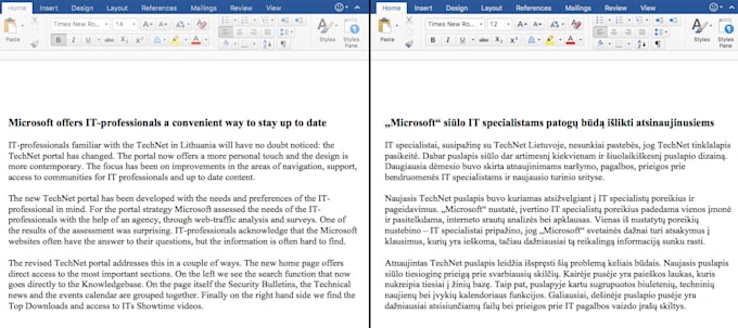 Translate your text from english to lithuanian by Pienukas