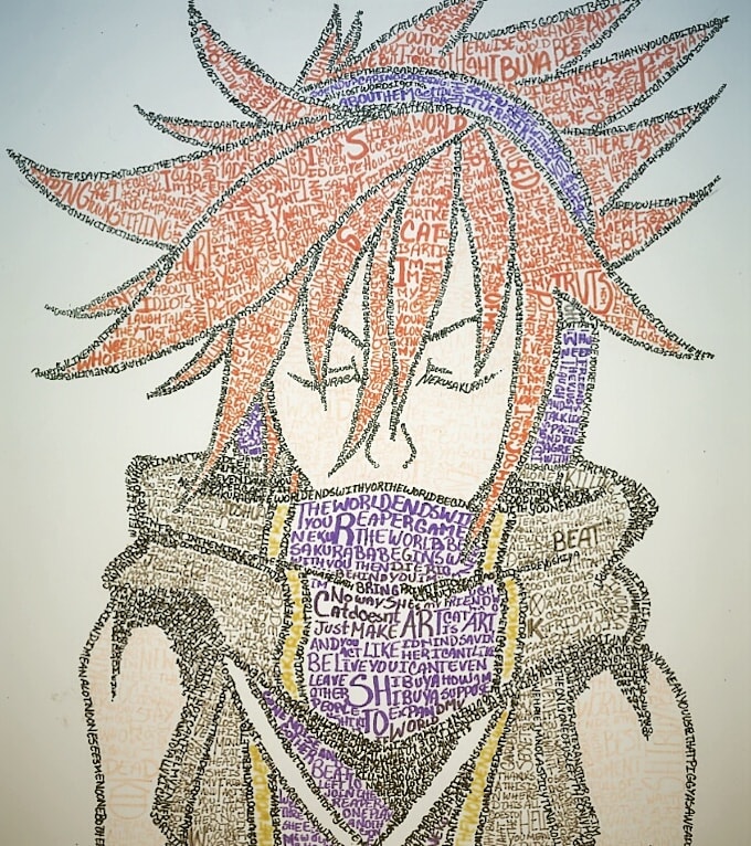 Draw calligrams of animated characters by Kuma_kuroko