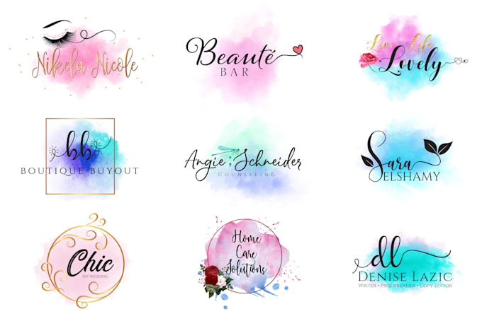 Design modern calligraphy watercolor logo by Inaydesigns