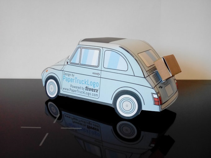 Make a papercraft classic fiat 500 with your logo on it by Papertrucklogo