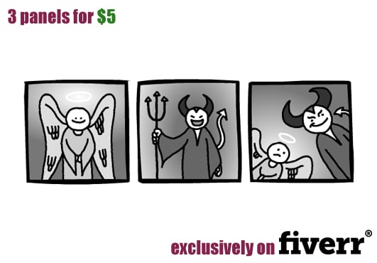 Draw a 3 panel comic strip of any subject by Liddily