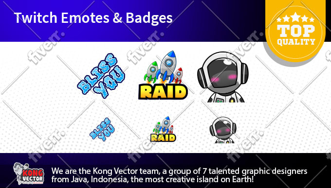 Create express custom twitch emotes,sub badges by Kong_vector