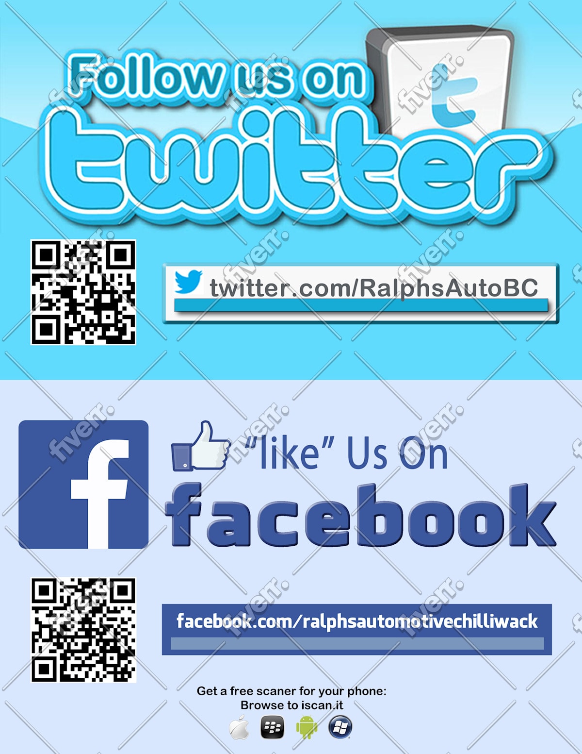 Make you a like us on facebook and follow us on twitter poster by ...
