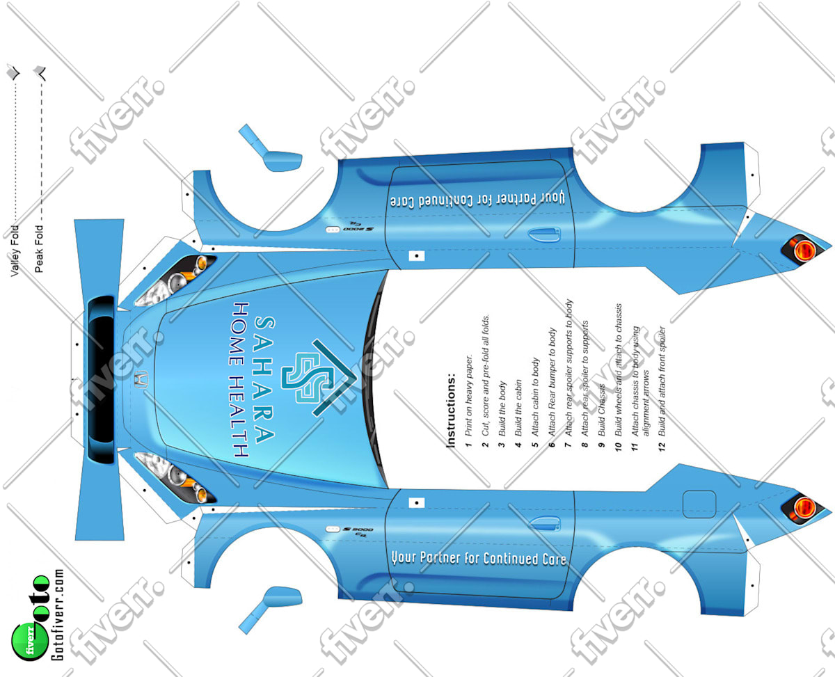 Make a papercraft sports cars with your logo on it by Papergo