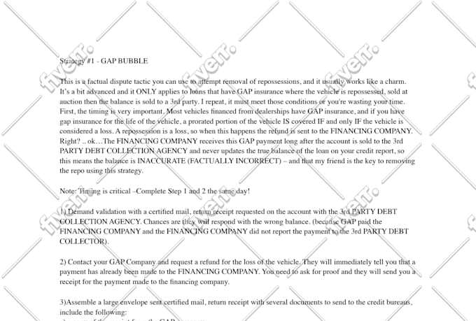 Send you the repossession removal method and dispute letters by ...