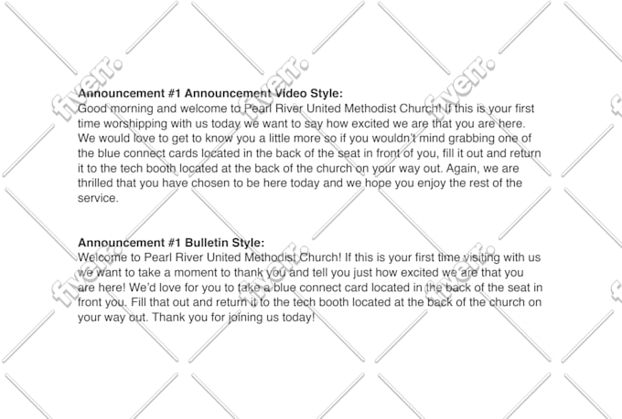 Write a script for your church announcements by Wklynch | Fiverr