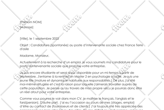 Write your cover letter in a perfect french by Anaellebuffle | Fiverr