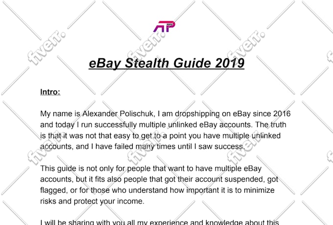 Send you a guide to get stealth ebay account back 2021 by Binishyousafzai | Fiverr