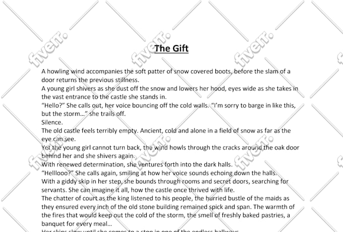 Write any fictional short story by Sanyera42 | Fiverr