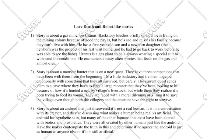 Creatively write your short story up to 1500 words by Jeremieguy