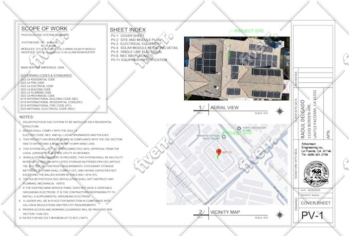 Design solar pv permit plan in usa and drafting 2d auto cad by ...