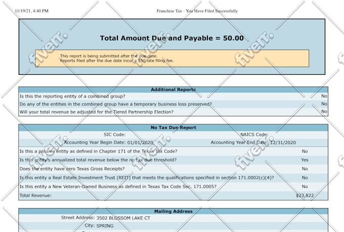 Prepare and efile texas franchise tax report by Txbizpro | Fiverr
