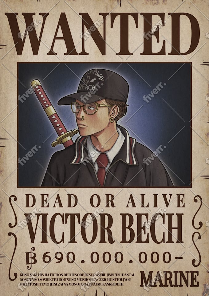 Draw you in one piece style with a bounty poster by Drawingsarc25 | Fiverr