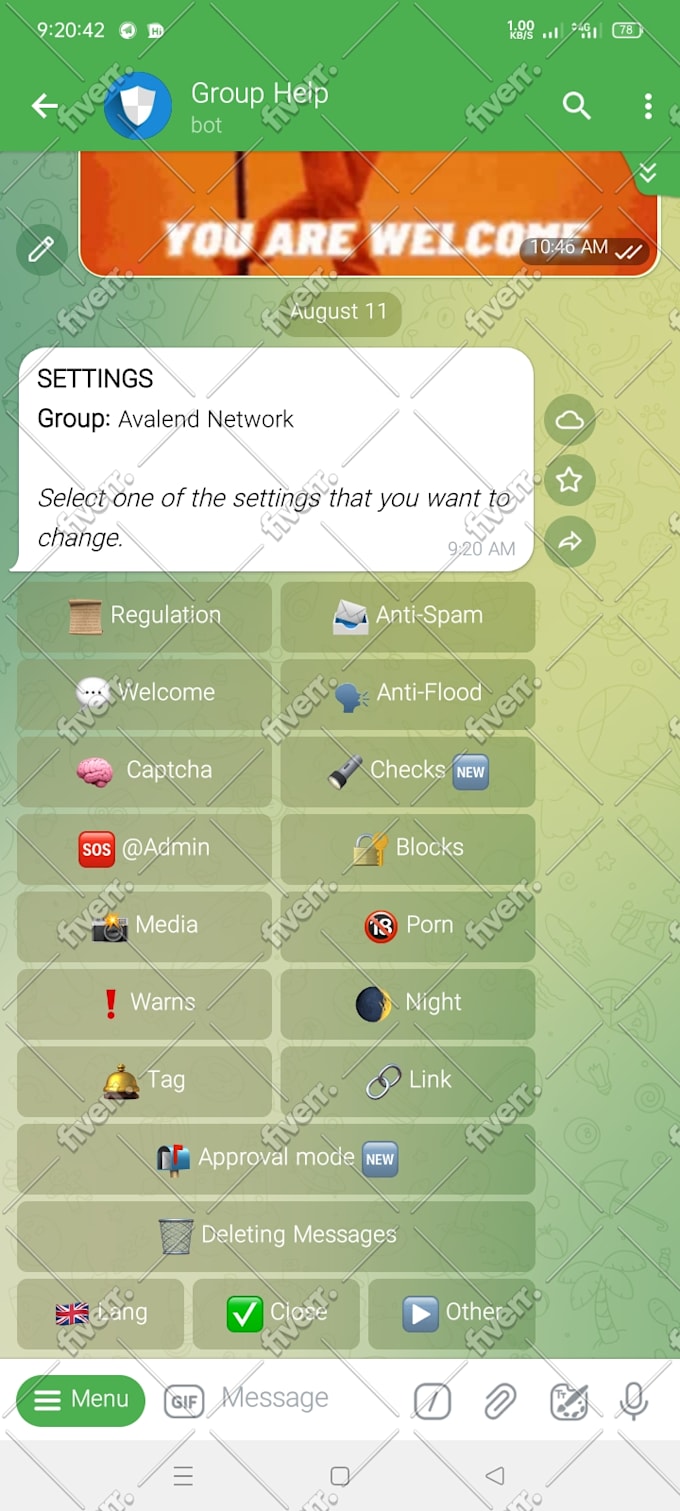 Create a custom bot like rose bot and setup your telegram group by Antor492 | Fiverr