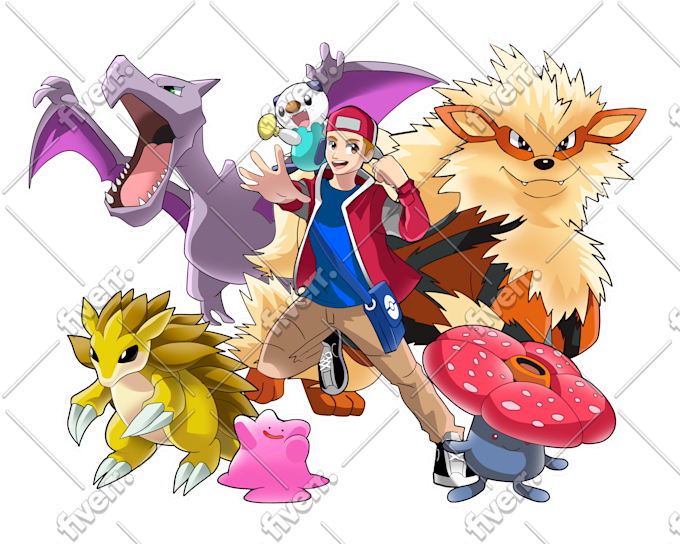 Draw you with your pokémon team by Jesussantana351 | Fiverr