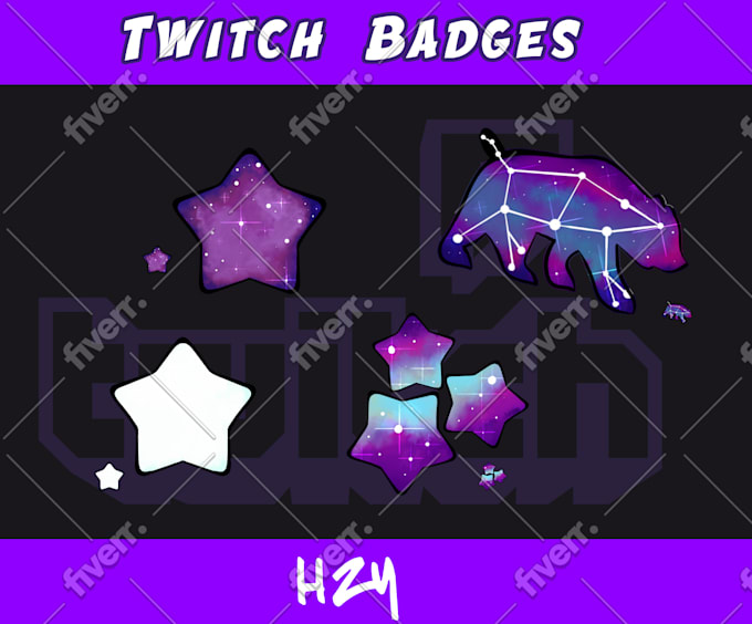Create custom stylistic loyalty badges for twitch by Hazeypink | Fiverr