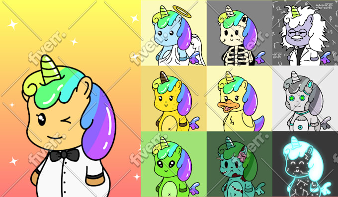 Draw a cute doodle style nft character and collection up to 10k arts by ...