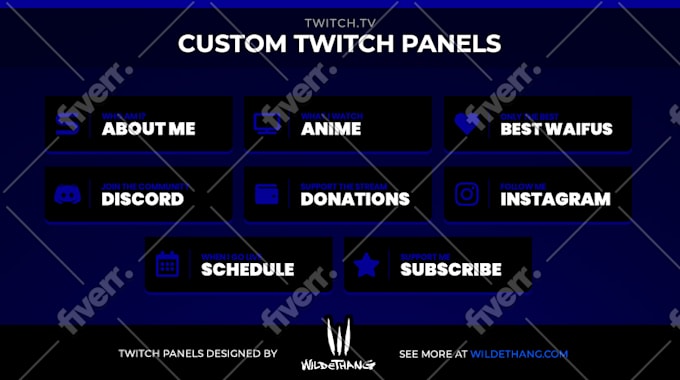 Design custom twitch info panels for your channel by Wildethang | Fiverr