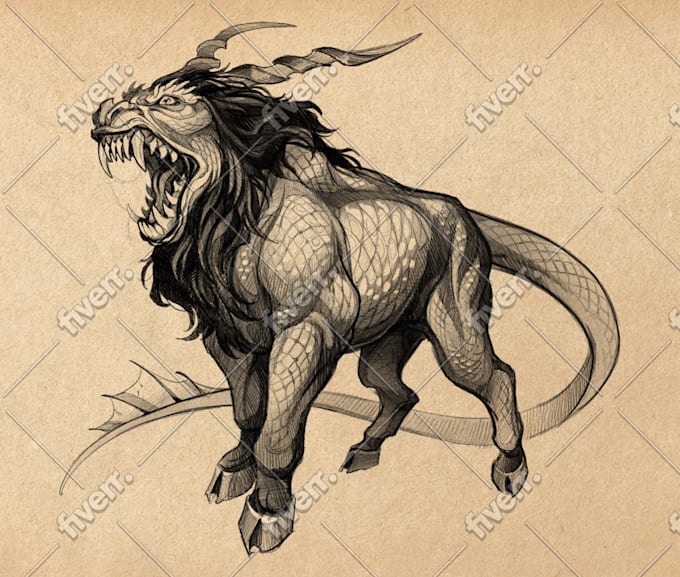 Sketch fantasy and folklore creatures by Worriedfool | Fiverr