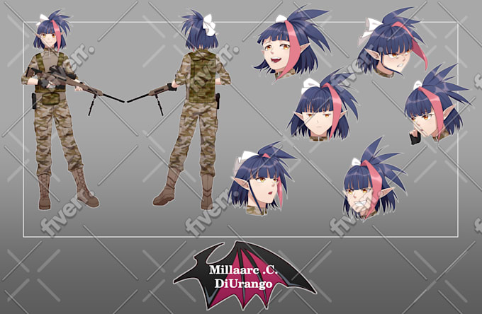 Make anime character design sheet by Kumokaya | Fiverr
