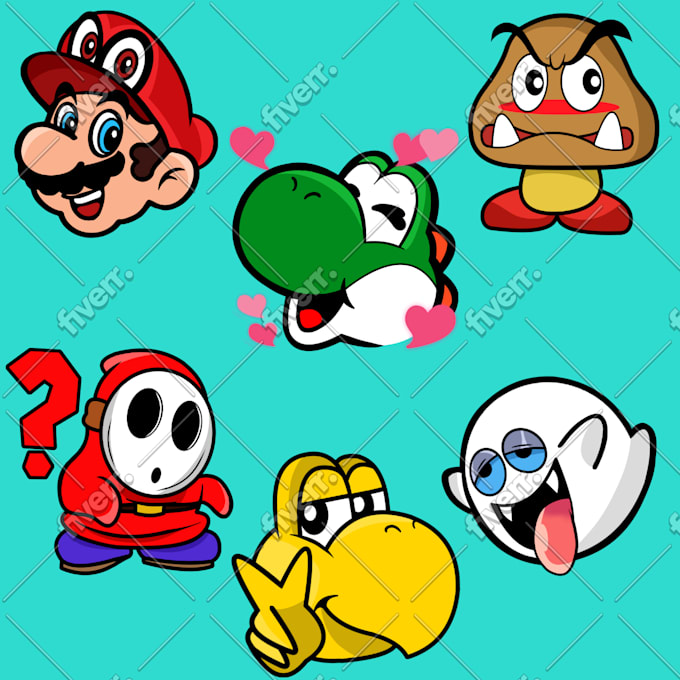 Send you pre made mario emotes and badges by Guerrearts | Fiverr