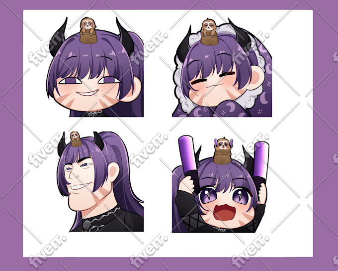 Draw cute custom emotes for your twitch in my style by Feijikan | Fiverr