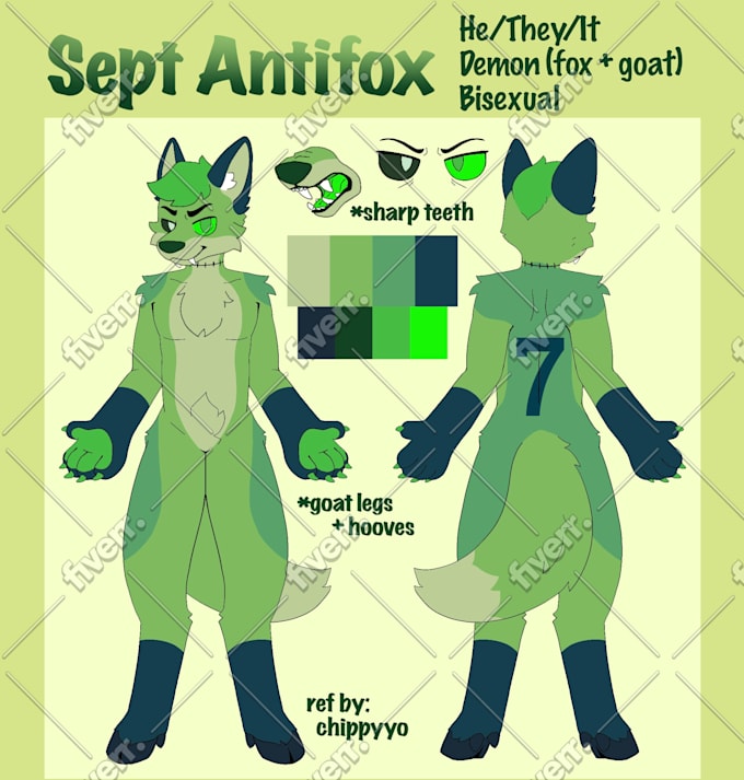 Draw a reference sheet of your fursona or furry oc by Chippyyo | Fiverr