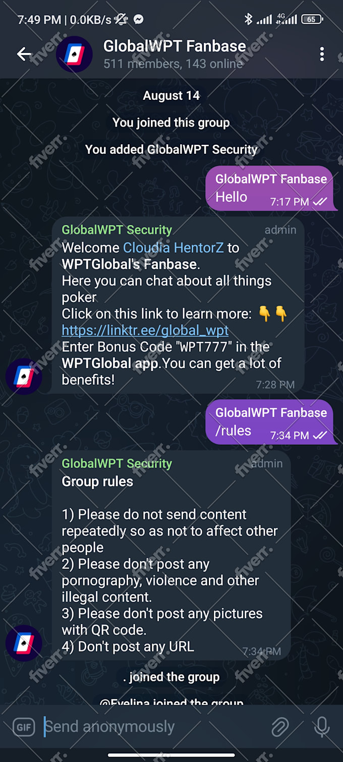 Be crypto telegram and discord project admin or moderator by Kibria223 ...