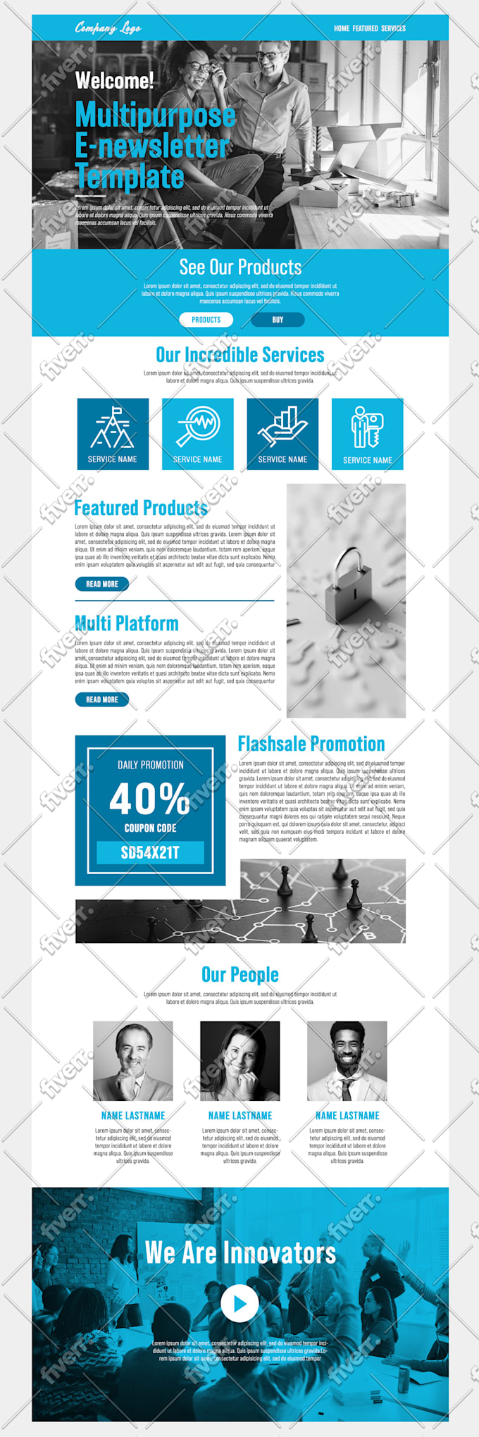 Design responsive html email template professionally by Kari_ma | Fiverr