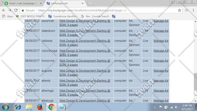 Post your ads in 71 cities on backpage by Ads_backpage | Fiverr