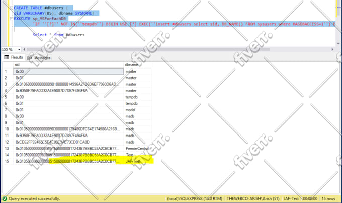 Do sql server task write or fix sql query by Muhammadarish | Fiverr