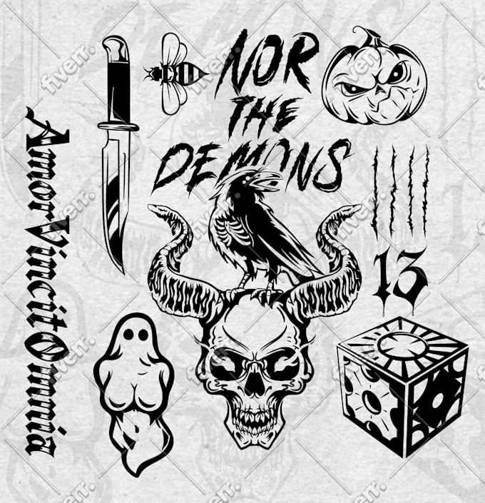 blackwork flash tattoo