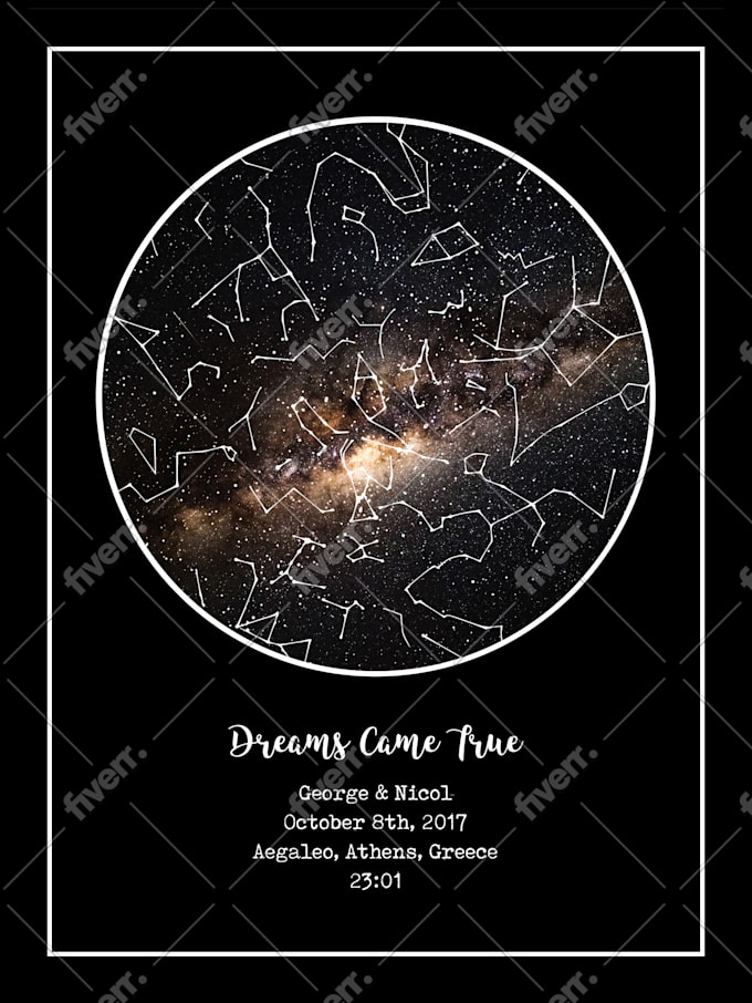 Design a custom star map by Scorpiomoonuk | Fiverr