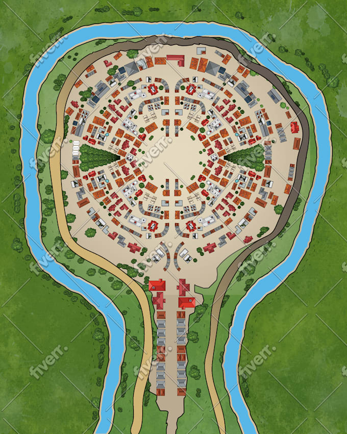 Design custom fantasy map illustration 2d vector map event or city map ...