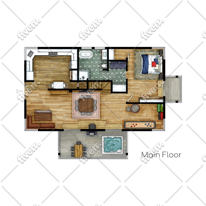 Create hand drawn, fully colored floor plans for your airbnb listing by ...