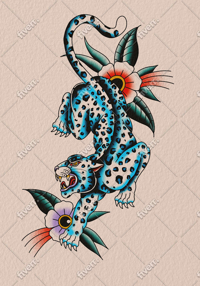 Traditional Leopard Tattoo