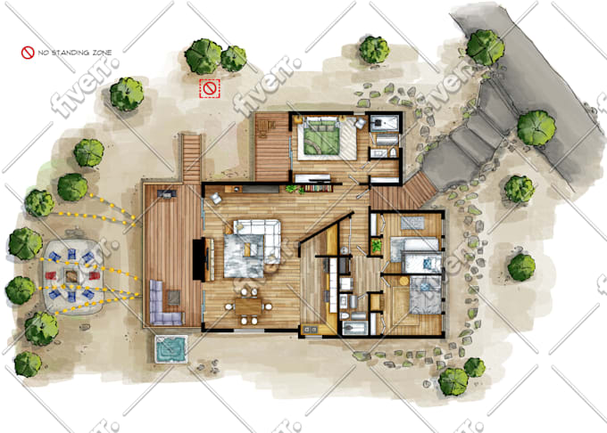 Create hand drawn, fully colored floor plans for your airbnb listing by ...