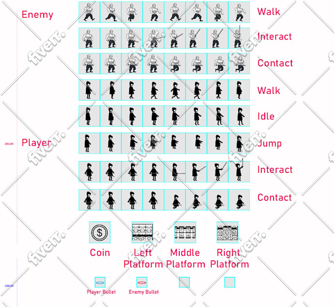 Draw 2d sprite sheet character pixel art 2d sprite animation for game ...